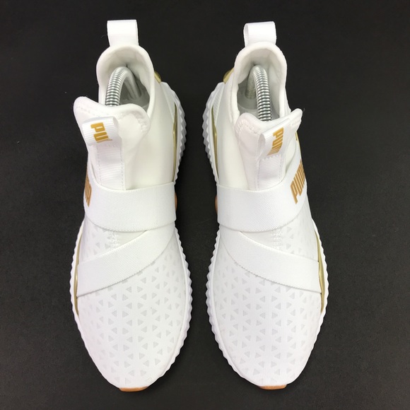 Puma | Shoes | Puma Womens Defy Mid Sparkle White Gold Sneakers | Poshmark